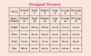 Desigual Size Guide - Canada | Fun Fashion