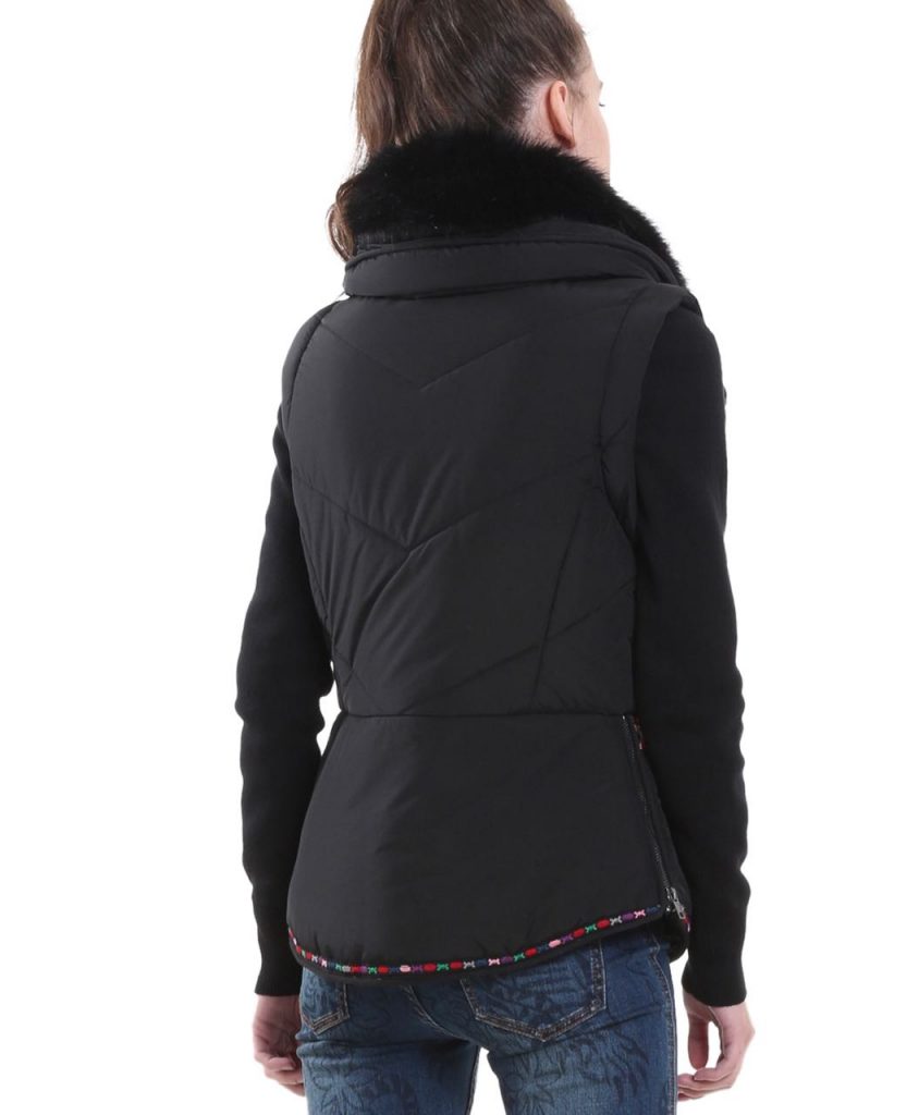 DESIGUAL Winter Jacket MARGADAN 18WWEWB3 Black Embroidery Winter 2019