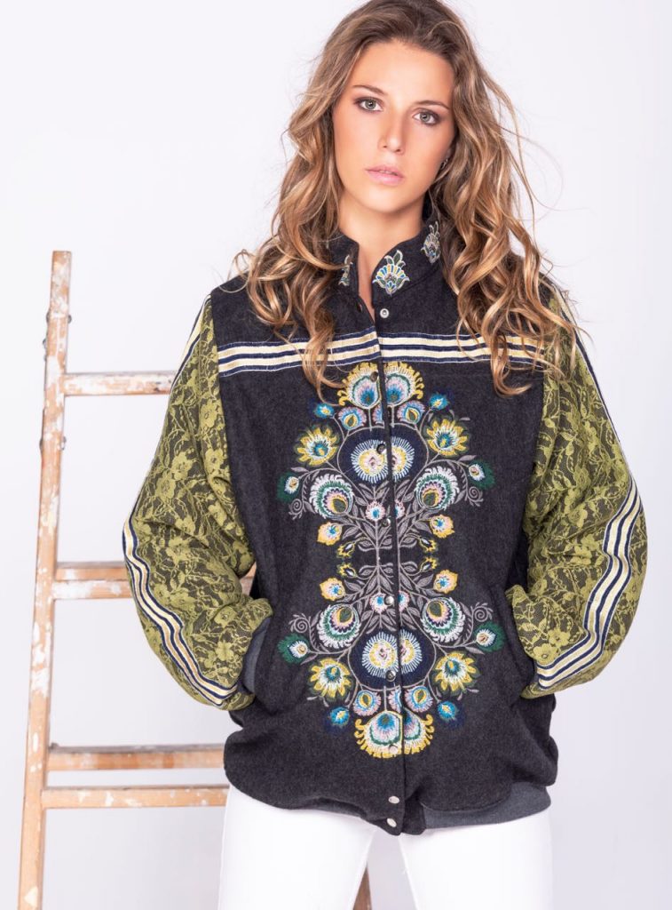 SAVAGE CULTURE BOMBER JACKET SARATOV 35130 Lace Sleeves