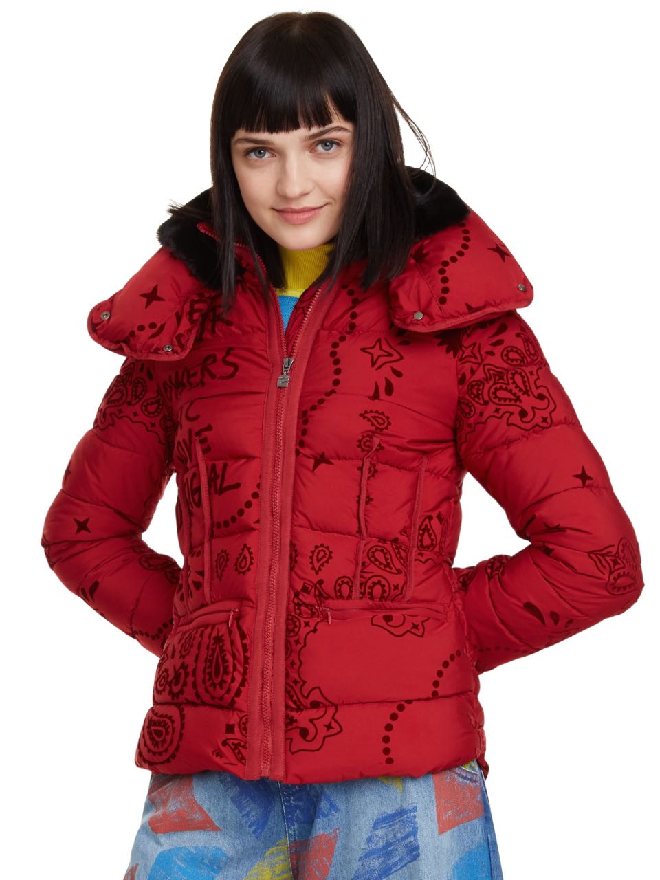 DESIGUAL Padded Turtleneck Winter Jacket SUNNA Red