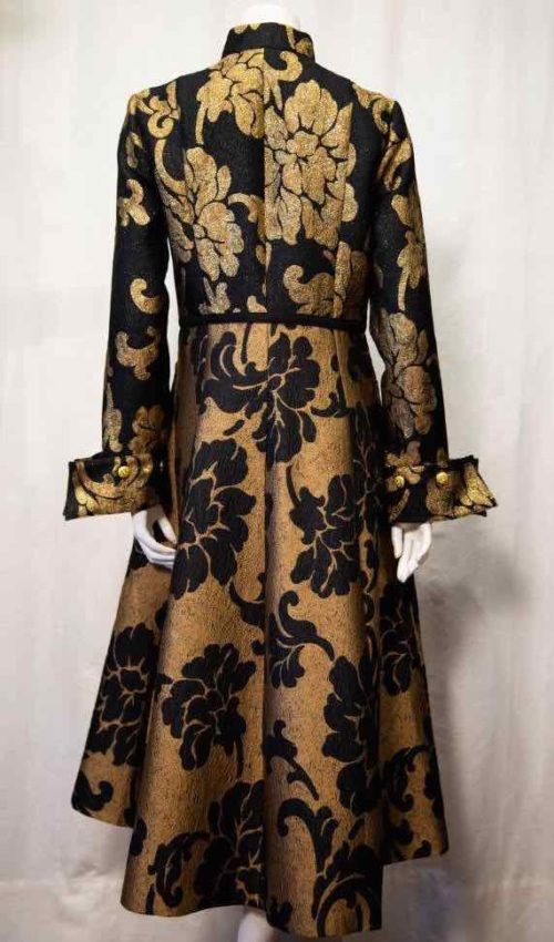 Samuel Dong Rose Brocade Coat F19009 Red Gold Black | Canada USA