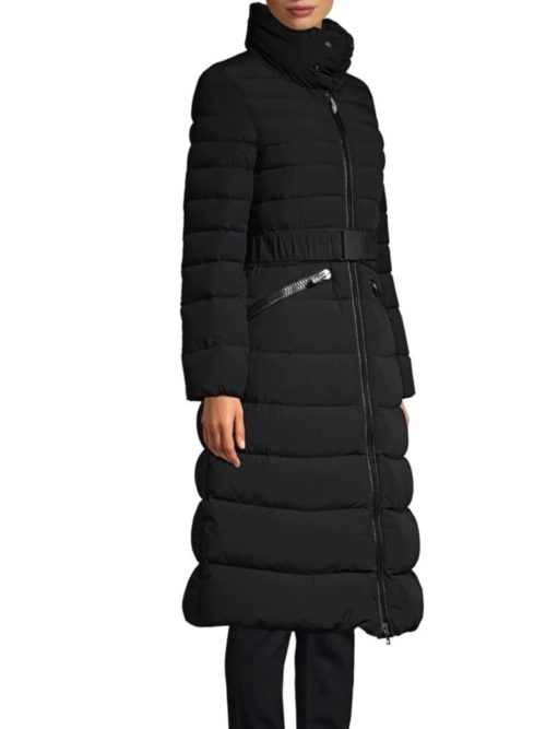 Post Card Long Down Parka Coat with Fox Fur MANA Black Belt