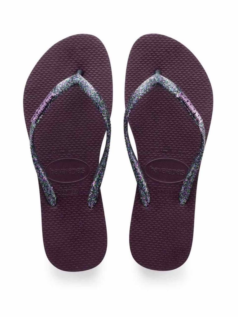 Havaianas Flip Flops Slim Logo METALLIC Silver Grey White Burgundy