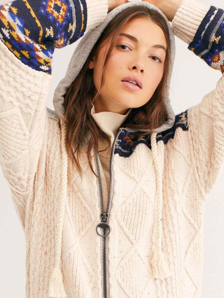 Free People CAPTURE THE MOMENT Sweater Hood Zipper