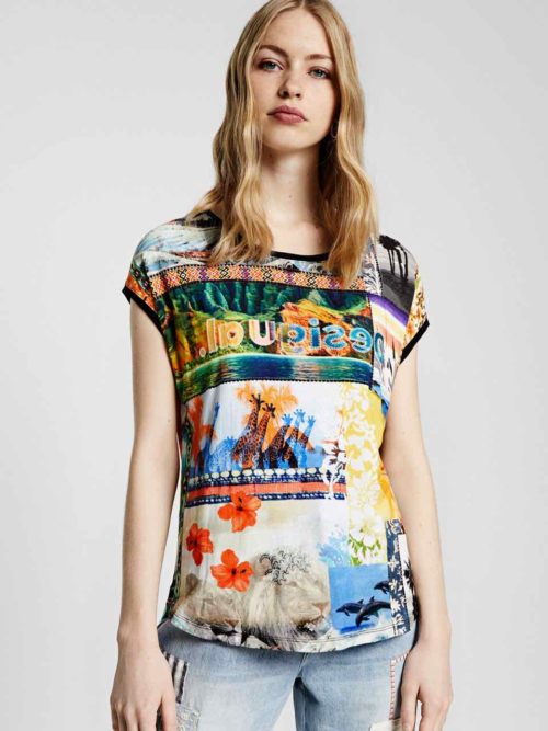 DESIGUAL Multicolour T-shirt Pacthwork SAFARI 20SWTKXN9019
