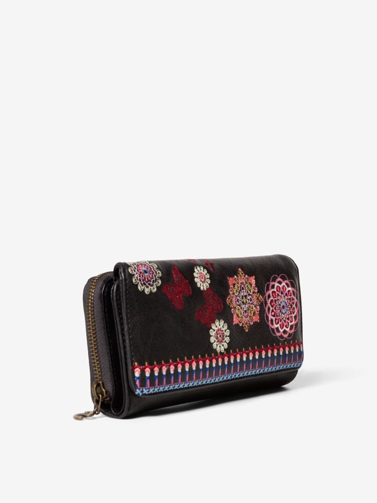 DESIGUAL Rectangular embroidered coin purse Chandy Maria Black