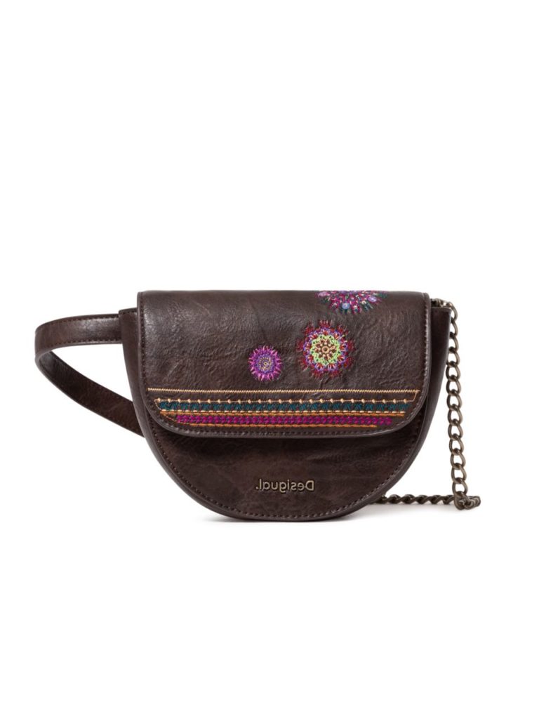 DESIGUAL Bag Leather Black Star Loverty Black Studs Fringes