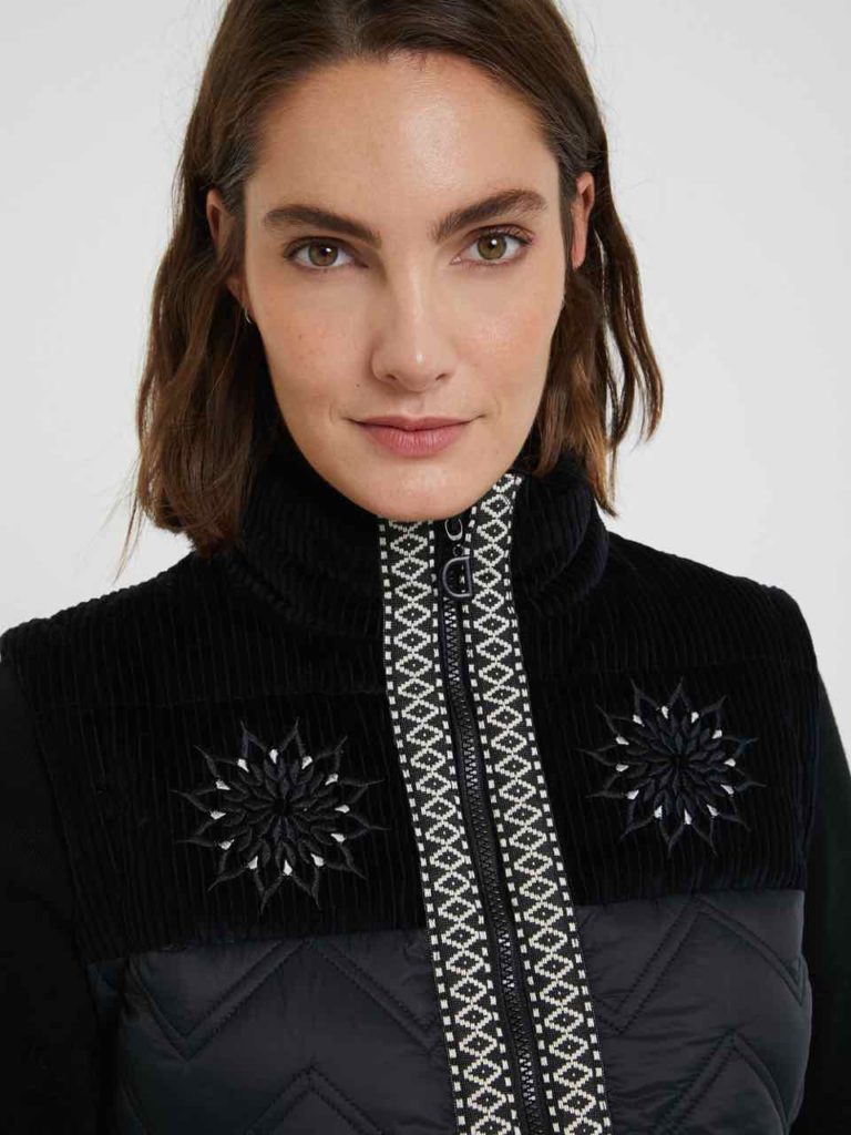 DESIGUAL Slim short Winter Jacket Textures Black