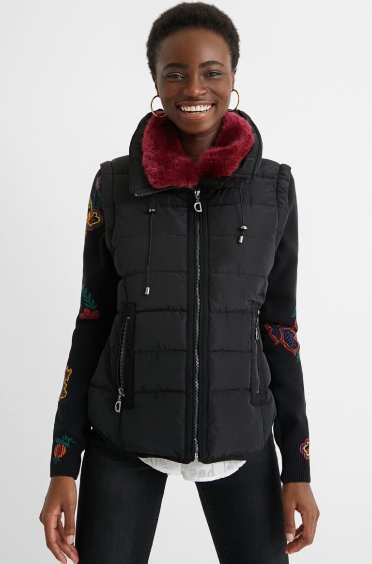 DESIGUAL Padded Winter Jacket with Removable Knit Sleeves