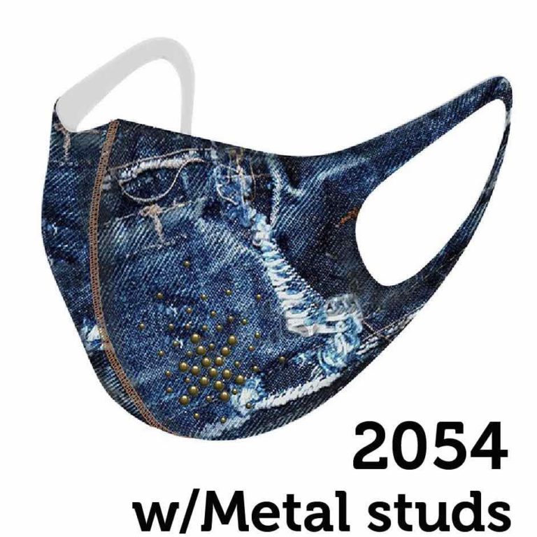DOLCEZZA Protective Fashion Face Mask with Studs Denim Dark Blue