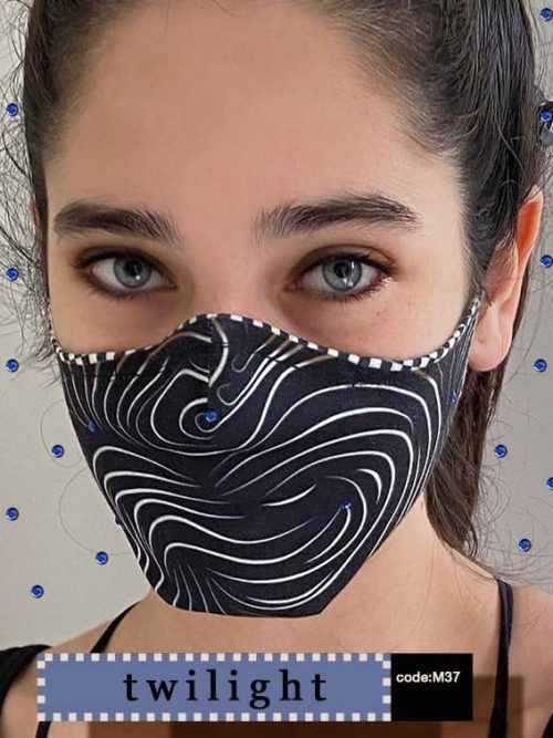 IPNG Design Fashion Face Mask TWILIGHT Bacl White Beads