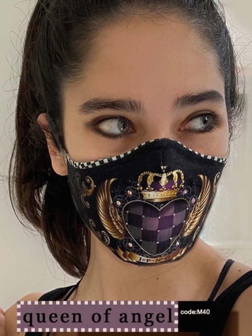 IPNG Design Fashion Face Mask QUEEN of ANGEL Black Purple