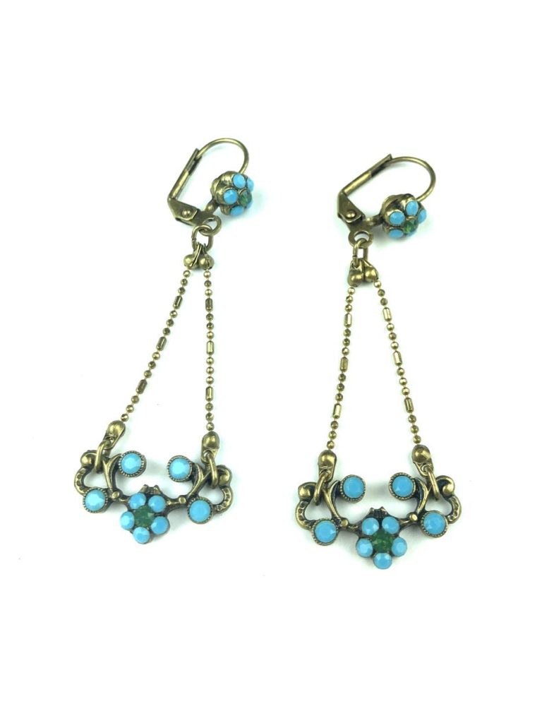 Michal Negrin Blue Qngling Earring 16926 Long Swarovski