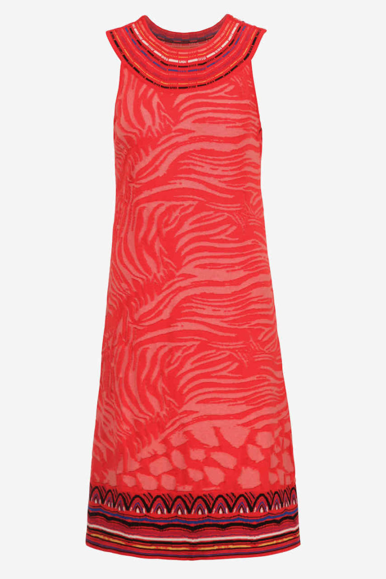 IVKO Jacquard Dress Animal Pattern Red Cotton 211641