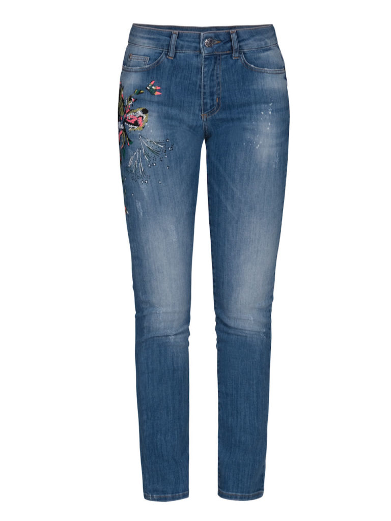 Simply Art by DOLCEZZA DENIM PANTS Jeans with Floral Design