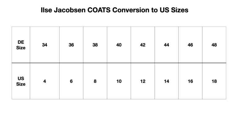 Ilse Jacobsen Size Guide | Fun Fashion Online Boutique