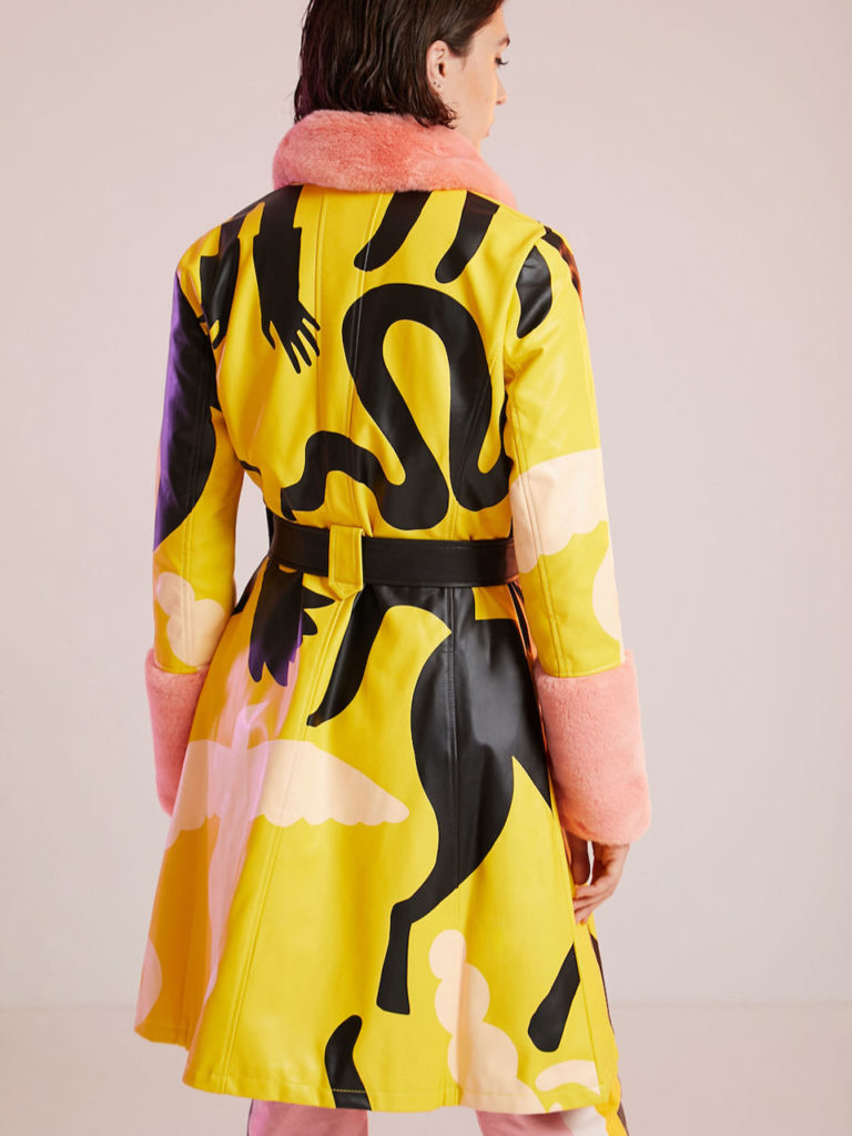 DESIGUAL by Miranda Makaroff Leather Coat with Square Buckle Belt