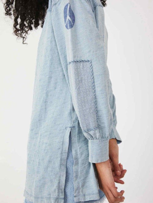 Free People PETAL PUSHIER PULLOVER BLUE