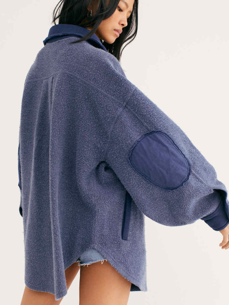 Free People Fleece RUBY Jacket Black Stone Olive Navy