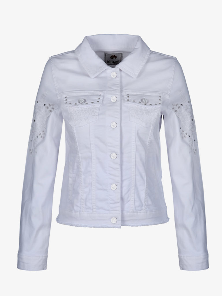 Simply Art by DOLCEZZA White Denim Jacket Embroidery