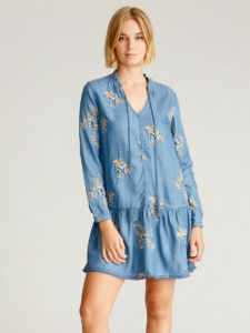 DRIFTWOOD Tunic Dress Denim Shaye Embroidery Ruffled Skirt