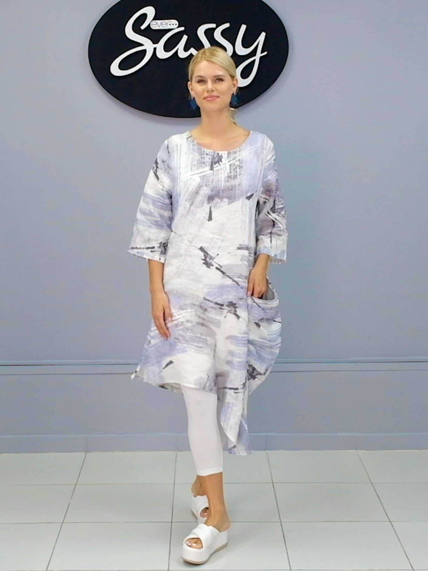 EverSASSY by DOLCEZZA Linen Asymmetric Dress 61154