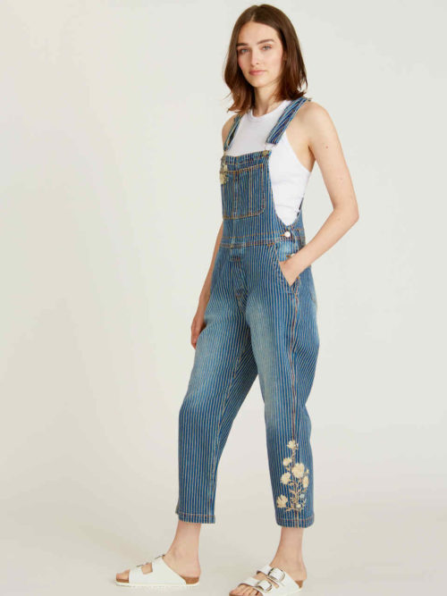 DRIFTWOOD Overall Brady Vined Stripe Medium Wash Embroidery