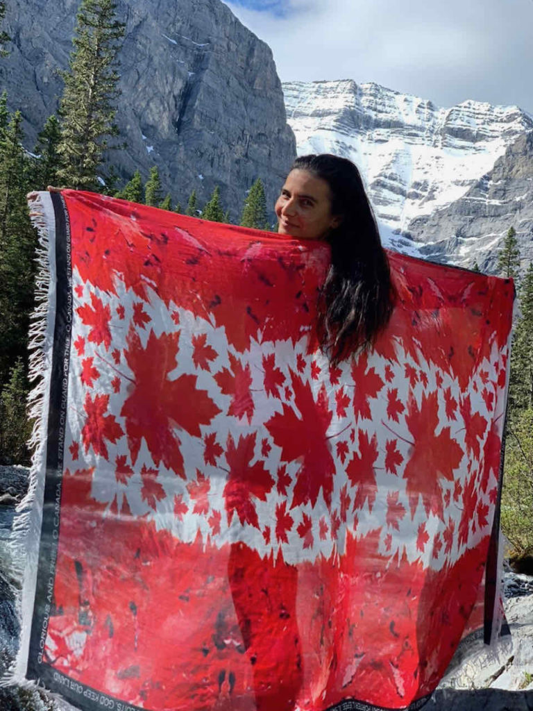 Love's Pure Light Luxury Silk Scarf Maple Leaf Red White