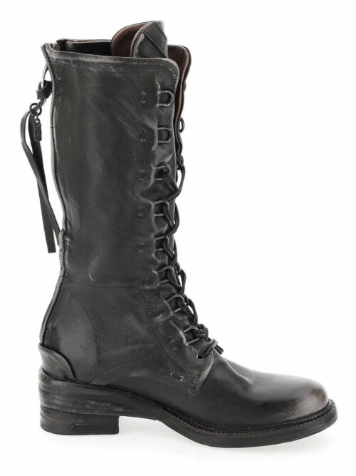 A.S.98 Tall Boots MIRACLE Black Ice Lace Up Back Zipper