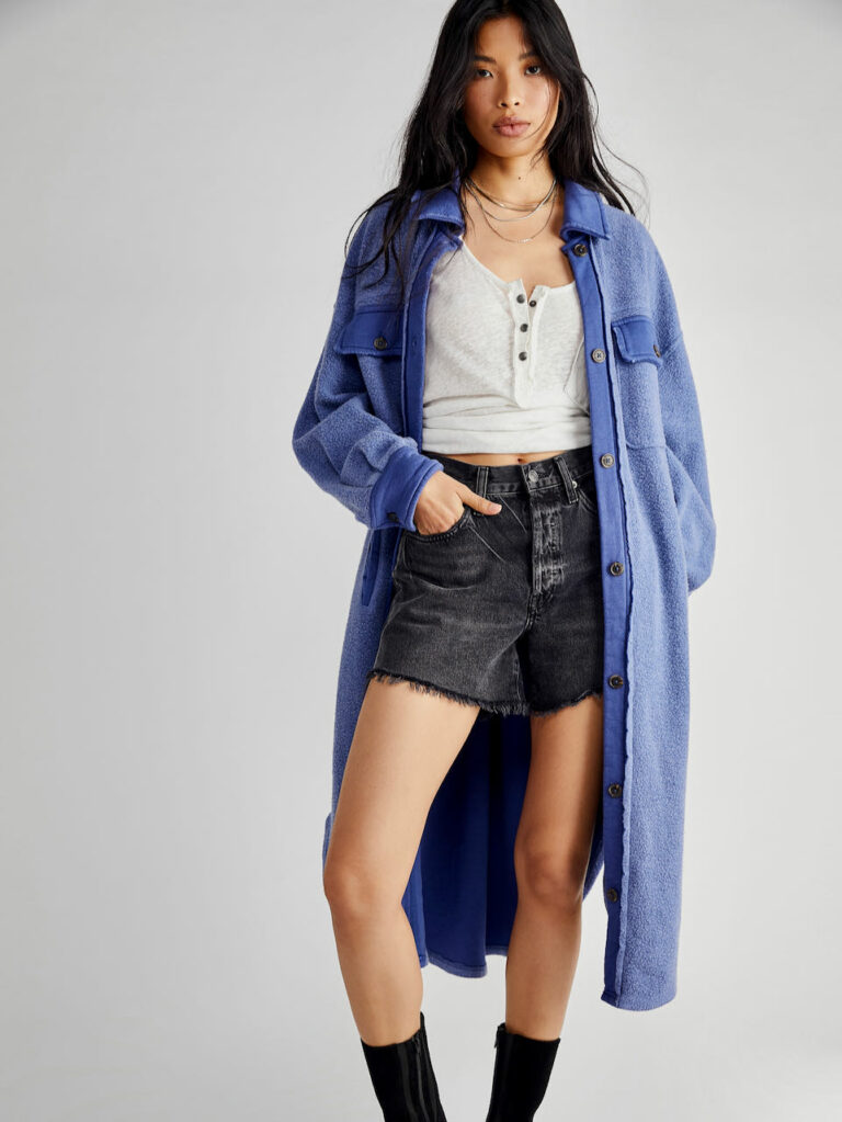 Free People Fleece LONG RUBY Jacket