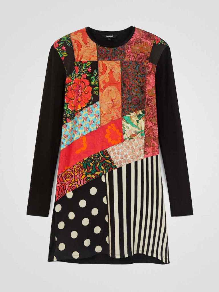 DESIGUAL Short T-Shirt Dress with Digital Patchwork