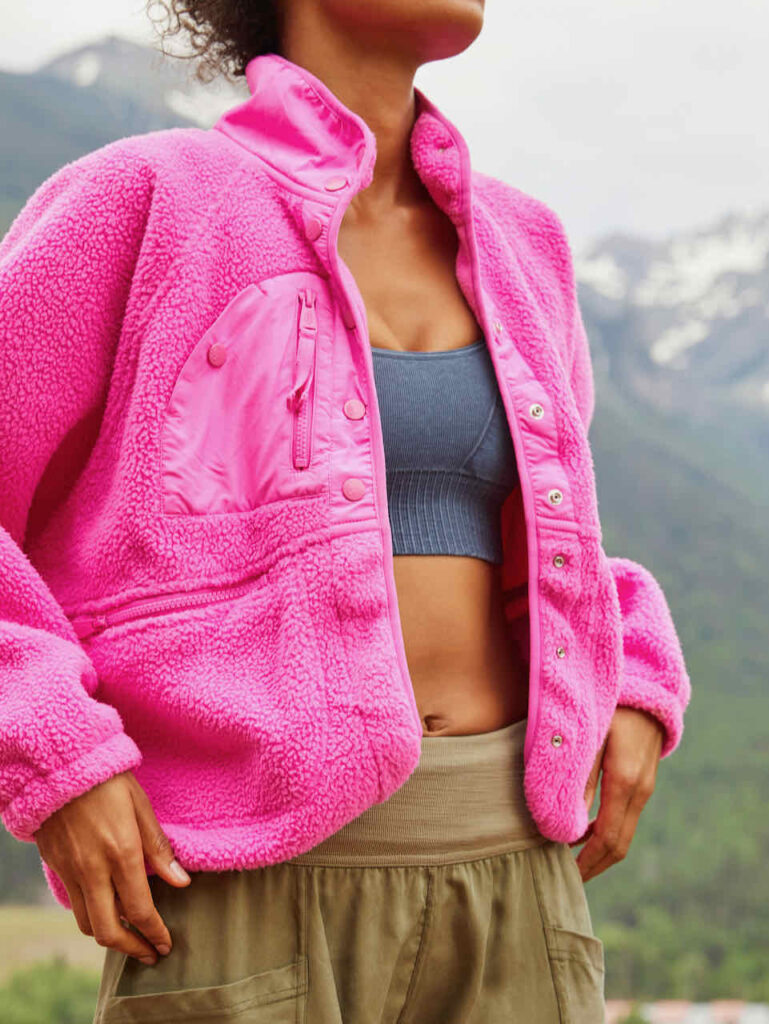 Free People Fleece RUBY Jacket Sweetheart Sunrise