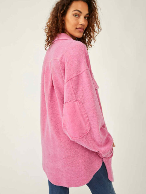 Free People Fleece RUBY Jacket Pink Light Colours