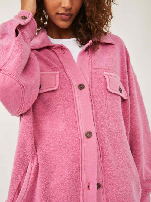 Free People Fleece RUBY Jacket Pink Light Colours