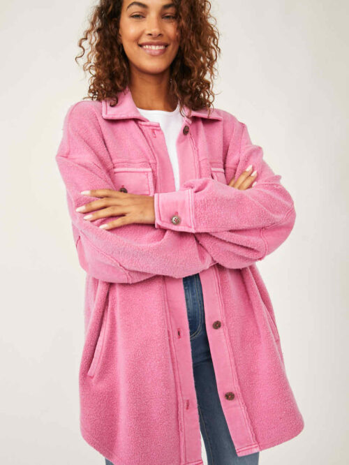 Free People Fleece RUBY Jacket Black Stone Olive Navy