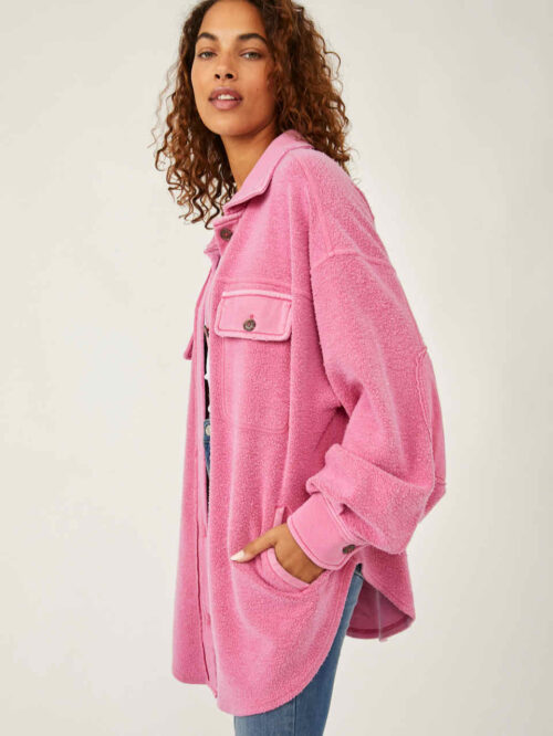 Free People Fleece RUBY Jacket Black Stone Olive Navy