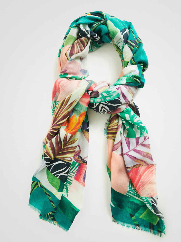 Desigual Rectangular Arty Foulard Floral Lilac Green