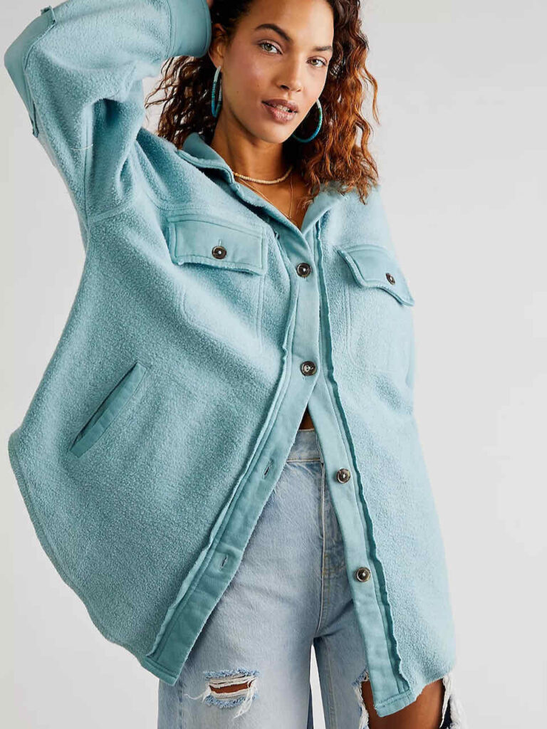 Free People Fleece RUBY Jacket Mountain Jubilee Blue