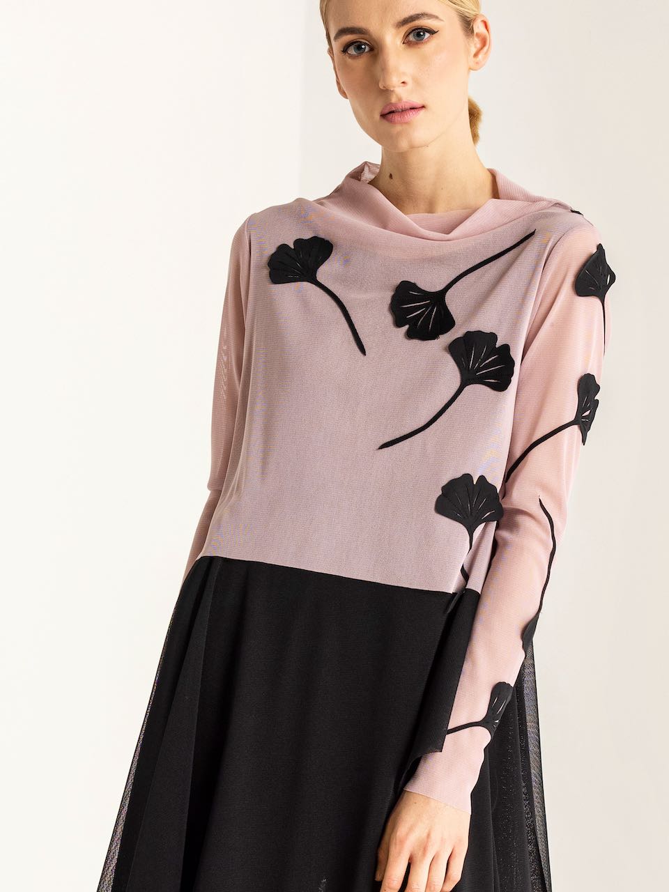 IGOR Dobranic Tunic SHADOW Pink Black Layered Chiffon
