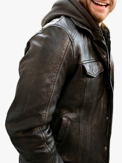 Mauritius Genuine Leather Man Jacket Lennu Removable Hood