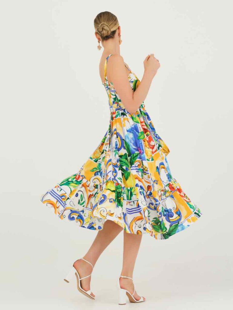 DOLCEZZA La Dolce Vita Midi Strap Flared Dress Front Cover