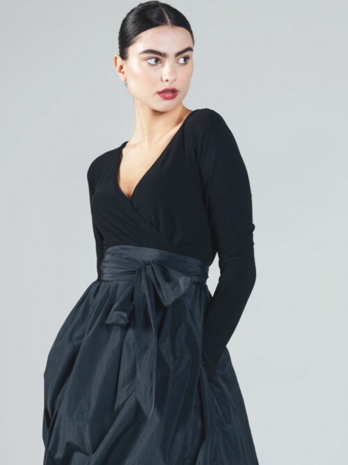 IGOR Dobranic DRESS TEXAS Wrap Around Black Taffeta W23-58