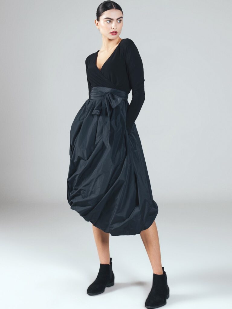 IGOR Dobranic DRESS TEXAS Wrap Around Black Taffeta W23-58