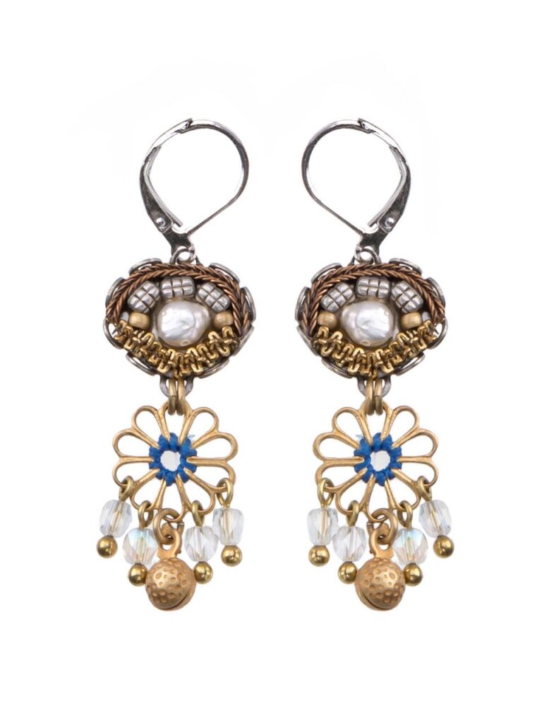 Ayala Bar Gold Totem Hook Earrings Flower N2258 INDIGO